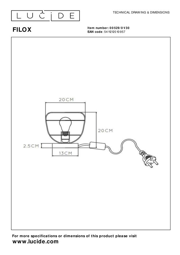 Lucide FILOX - Tafellamp - Ø 20 cm - 1xE27 - Zwart | Lampenhuis