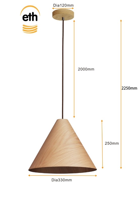 ETH Robin hanglamp E27 230v ⌀33cm Oak kopen? Groot assortiment!