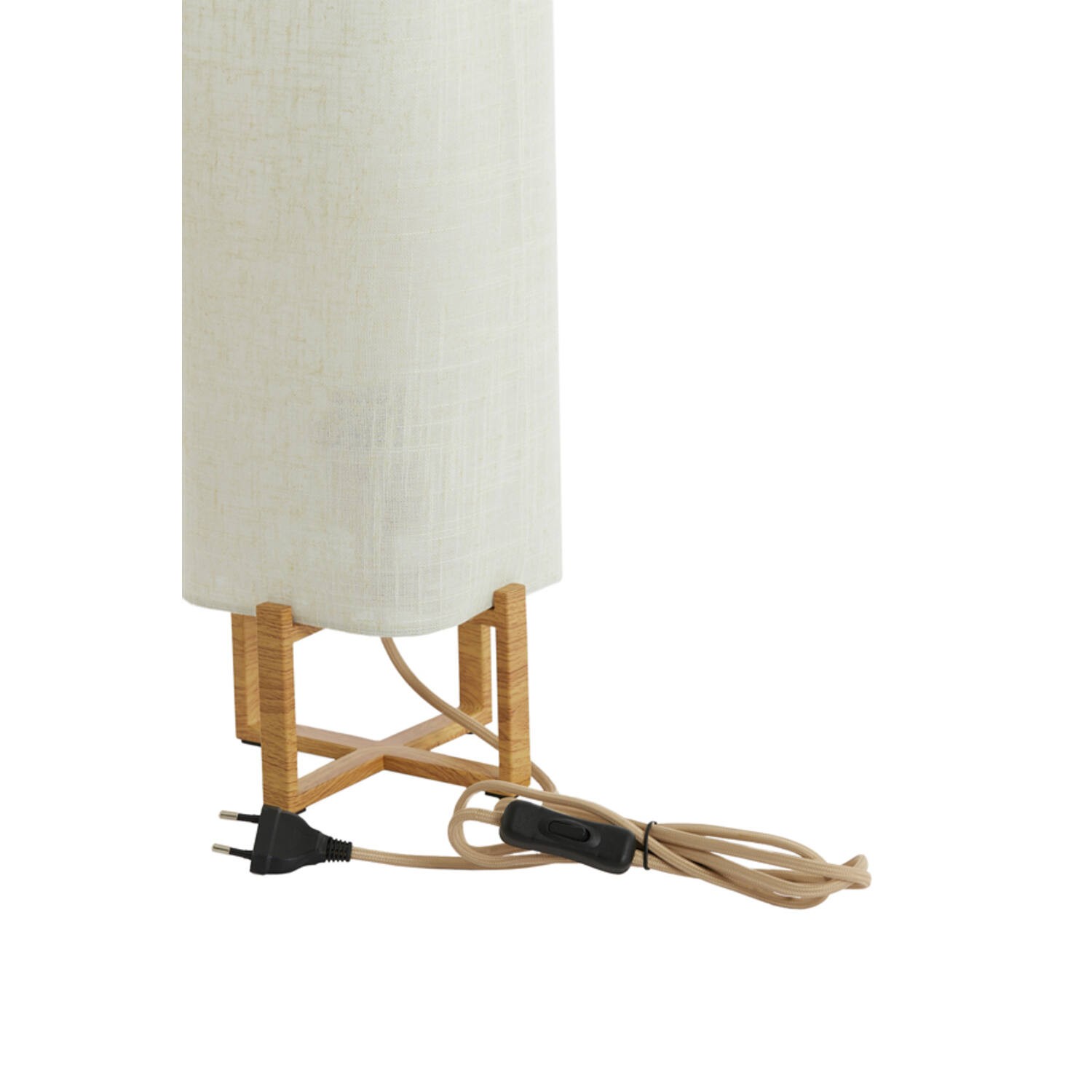 Tafellamp 16,5x16,5x39 cm WYN hout print naturel+linnen crème kopen ...